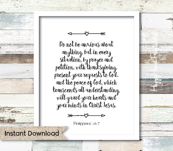 Philippians 4:6-7 Scripture Printable 8x10 Instant