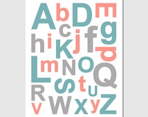 Unique coral teal grey related items | Etsy