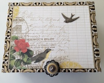 Hummingbirds Keepsake Box Memory Box Altered Cigar Box
