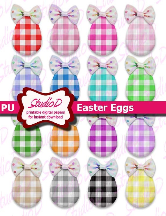 Plaid Easter egg clip art Pastel scrapbook elements Cottage