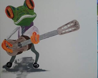 Frog with guitar | Etsy