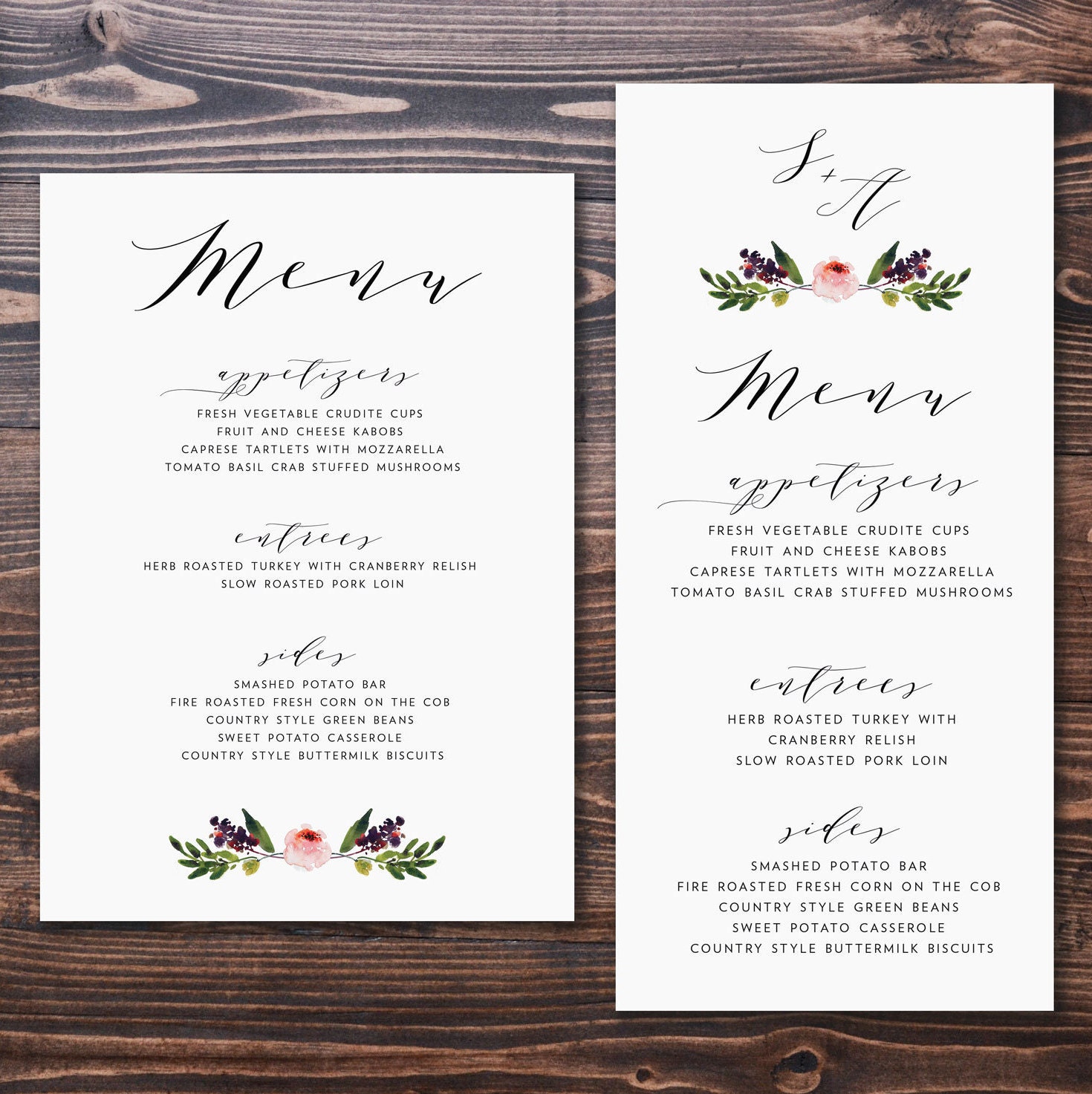 Printable Wedding Menu Card Modern Wedding Menu