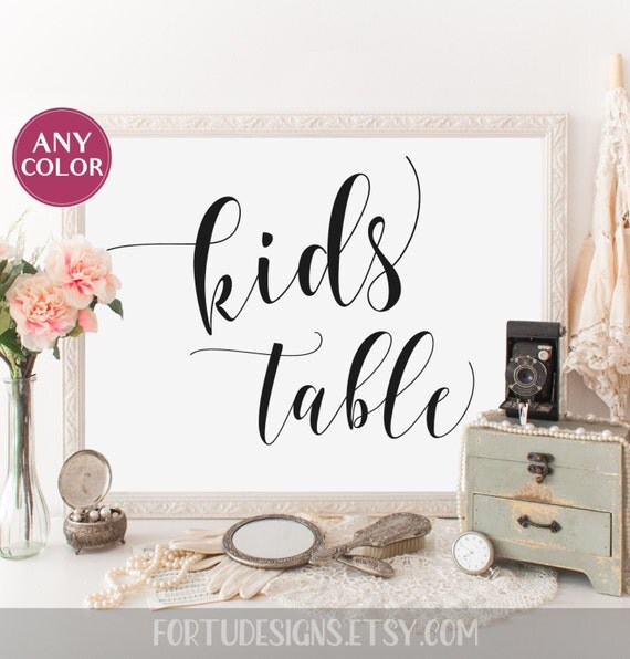 Kids table sign Kids table wedding Kids wedding by FortuDesigns