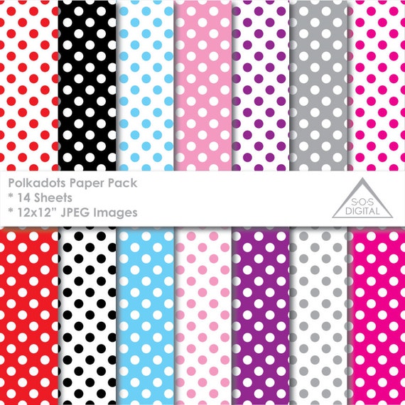 Polkadot Papers, Polka dot Pattern Papers, Colorful dots, multipack ...