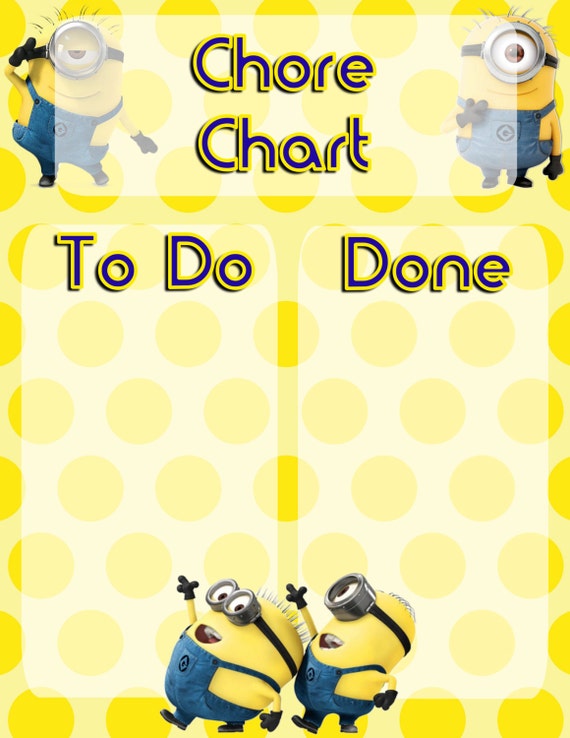 Minions Chore Chart Minion Pixar Children by PrintsyStudio on Etsy