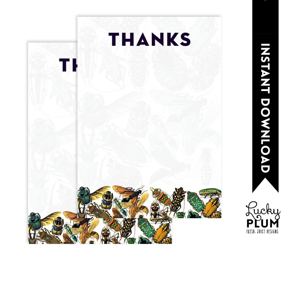 Insect Thank You Card / Bug Thank You Card / Printable / DIY