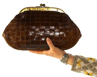 70s Leather Checkbook Cover / Wells Fargo / Brown by SpunkVintage