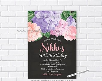 Hydrangea invitation | Etsy