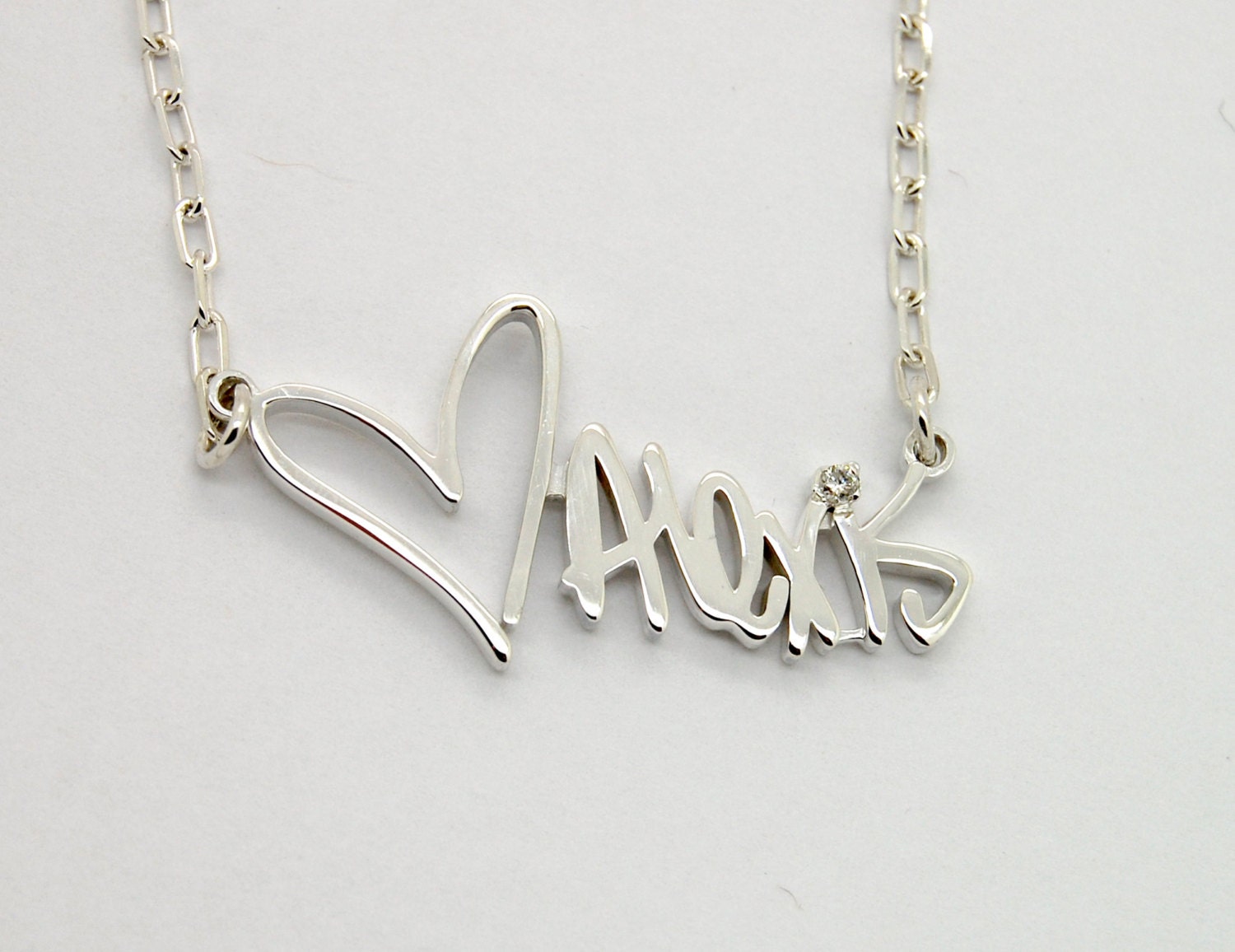 Nameplate Necklace Large Name Necklace With by FineJewelrySavenko