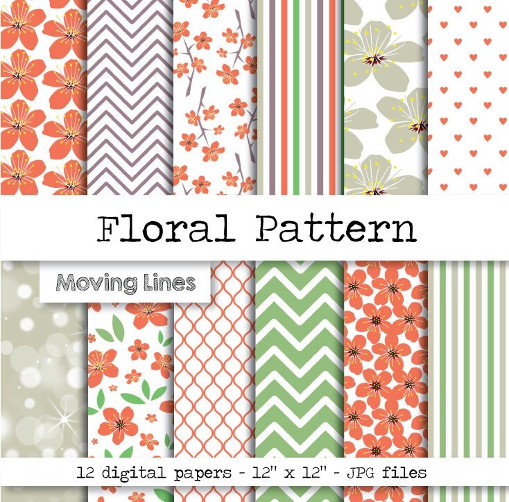 Floral Digital Paper Pack Summer Flower Background Scrap