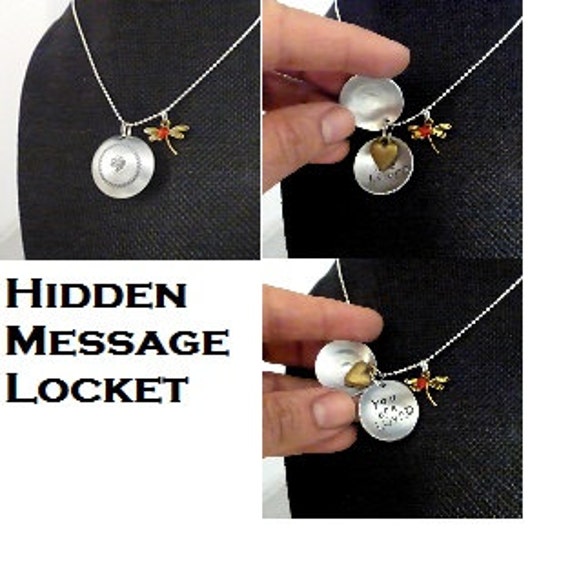 Hidden Message Locket You are Loved Necklace Dome Pendant