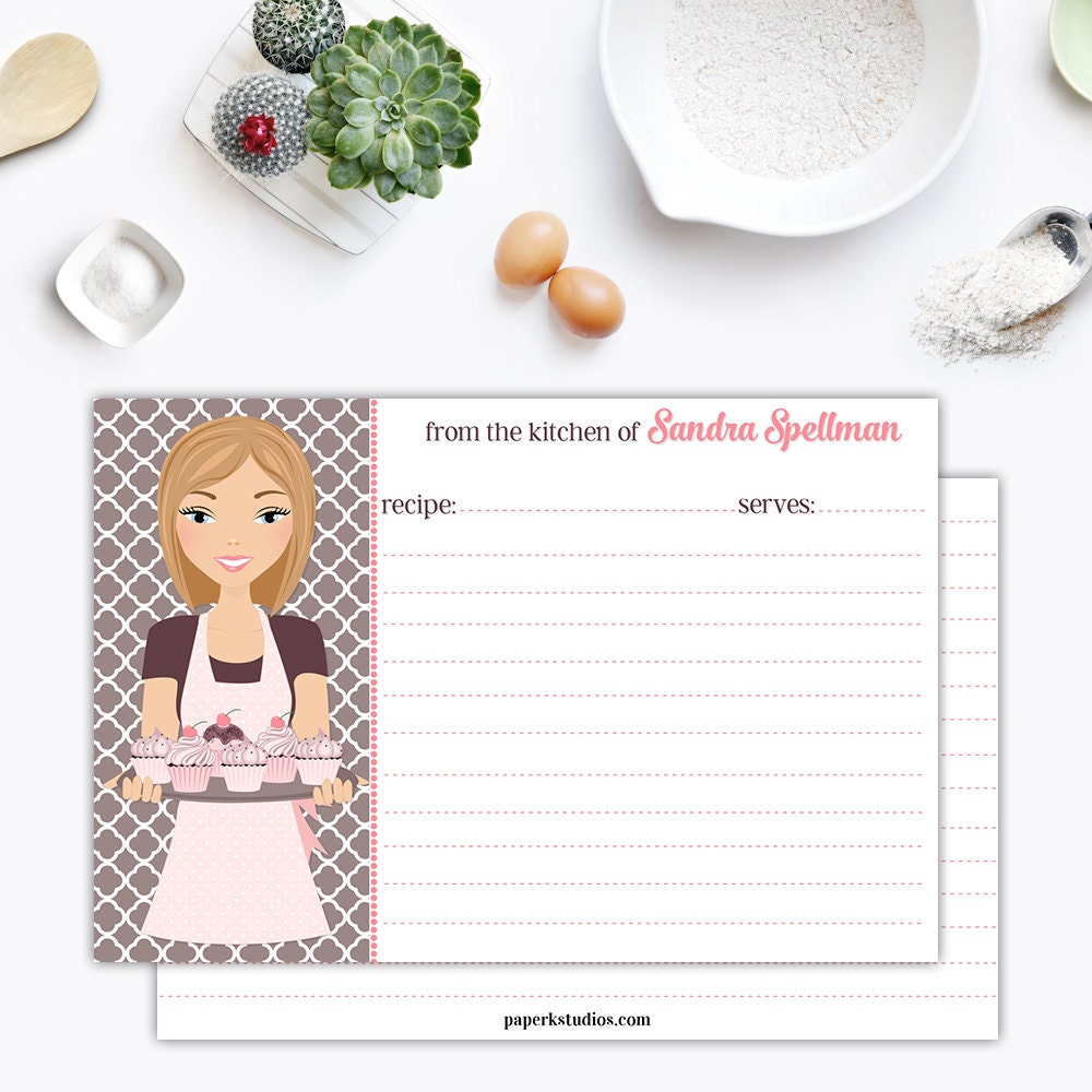 4x6 personalized recipe cards set of 25 double by PaperKStudios