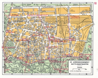 Montmartre map | Etsy