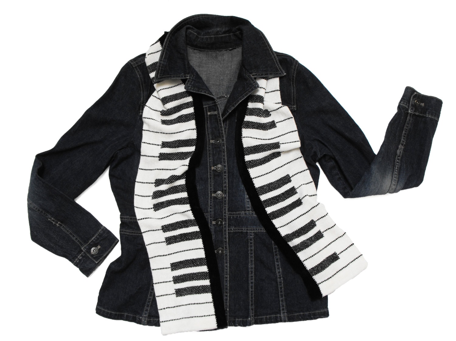 Piano Scarf Handwoven Piano Key Scarf Music Black and White