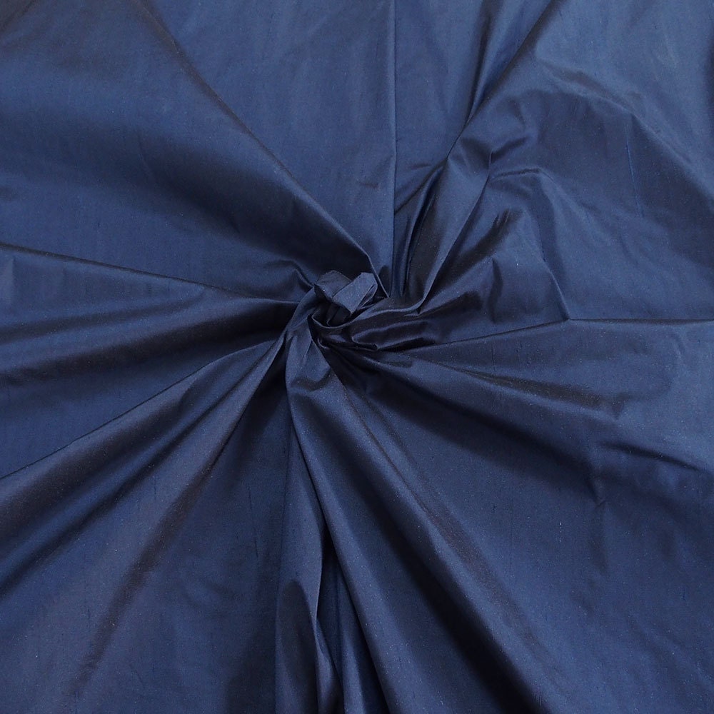 Dark blue navy 100% dupioni silk fabric yardage By the Yard