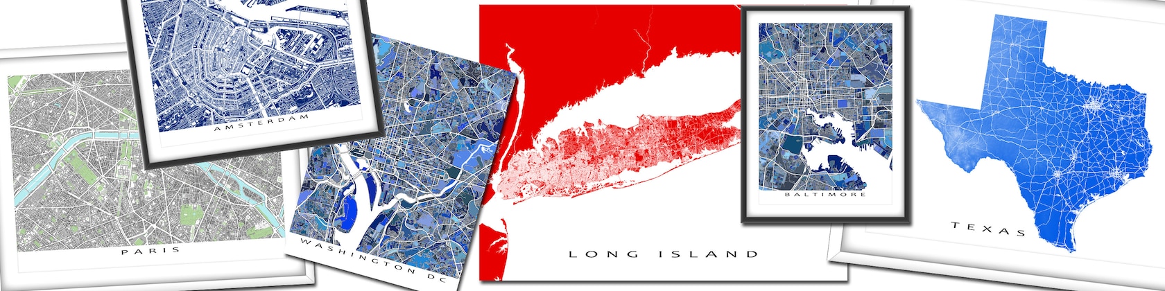 Modern Map Art Prints by MapsAsArt on Etsy