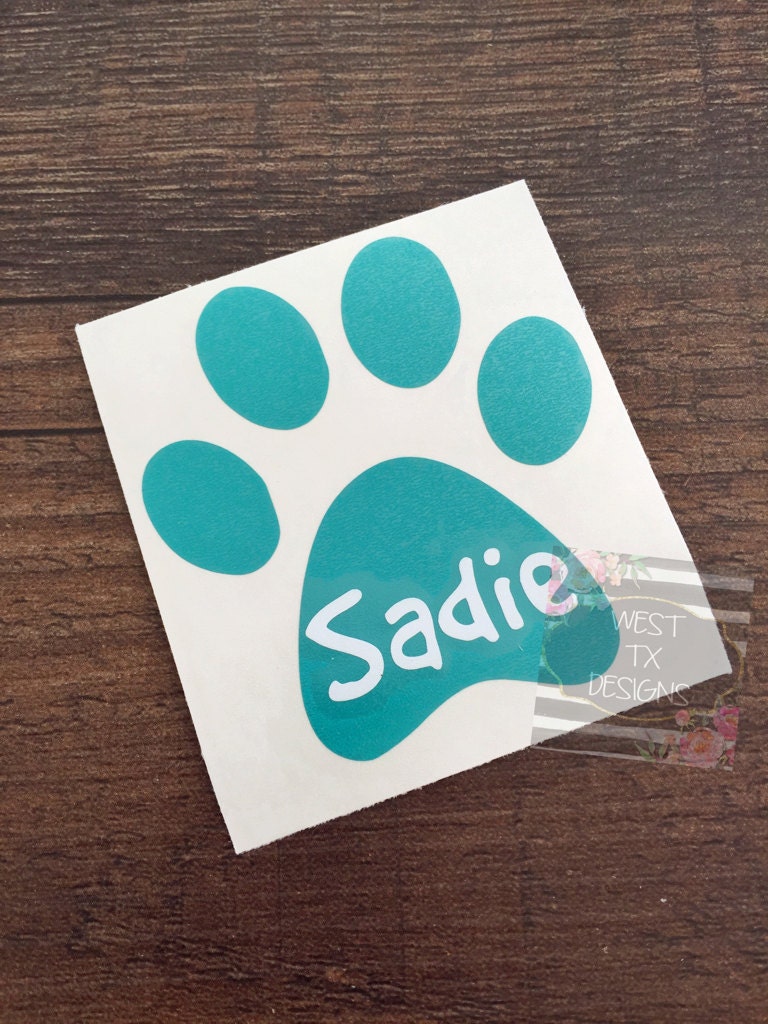 Paw Print Decal Dog Decal Dog Print Name Personalized