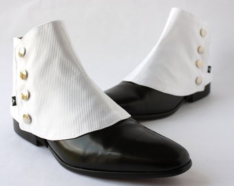 Taller Swiss Military Style Gaiters or Spats in Oiled Black