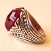 russet burgundy color reddish faceted oval stone man ring