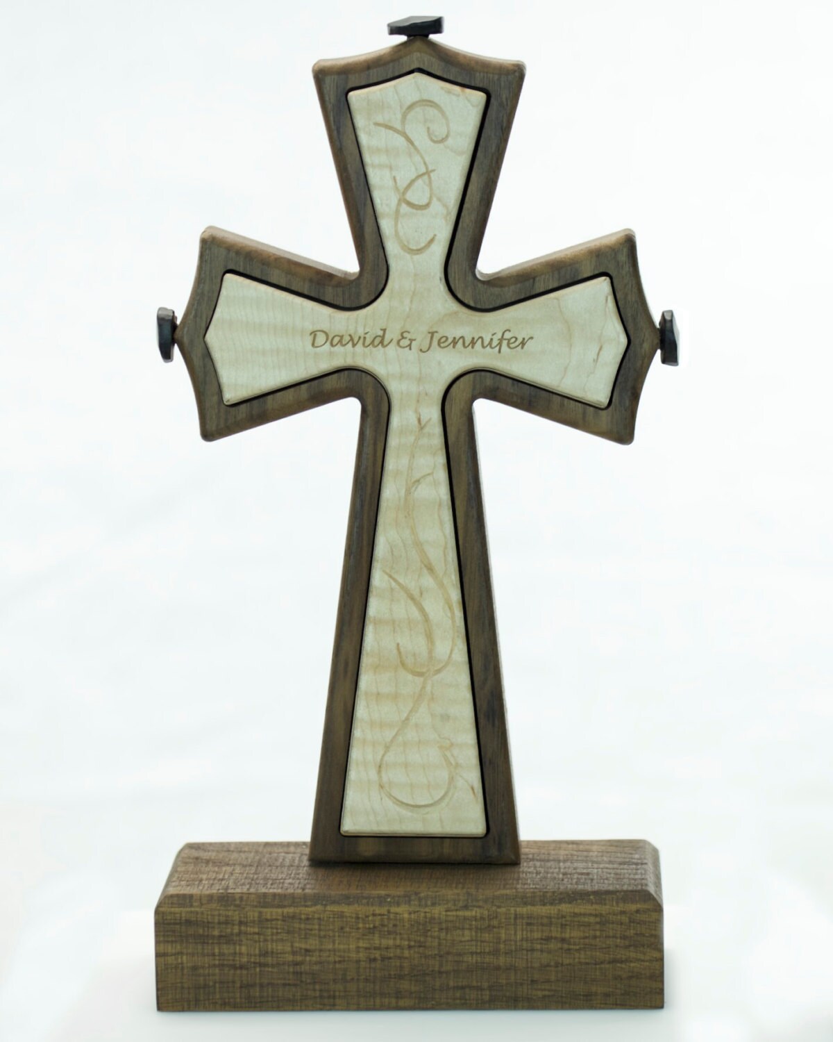 Unity Cross ® Solid Black Walnut and Curly Maple wood with