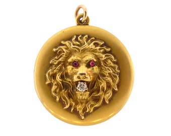 Lion locket | Etsy