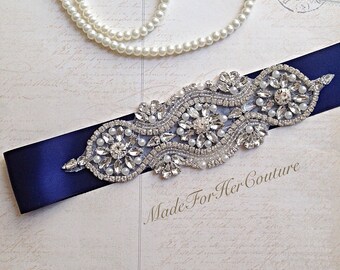 Navy Satin Sash Navy Sash Belt Wide Navy Wedding Dress Sash