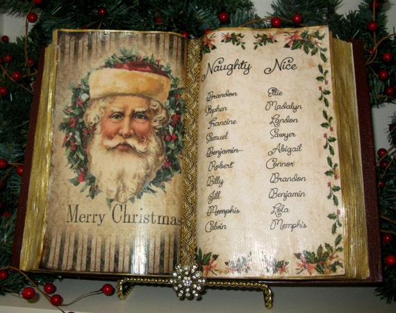 Items similar to Naughty or Nice Santa list, holiday book, holiday ...