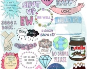 Tumblr stickers sets. Sheets or Mockup by BestStickersClub on Etsy