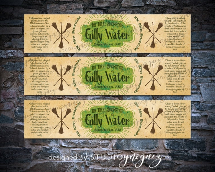 Harry Potter Gilly Water Printable Water Bottle by StudioYniguez