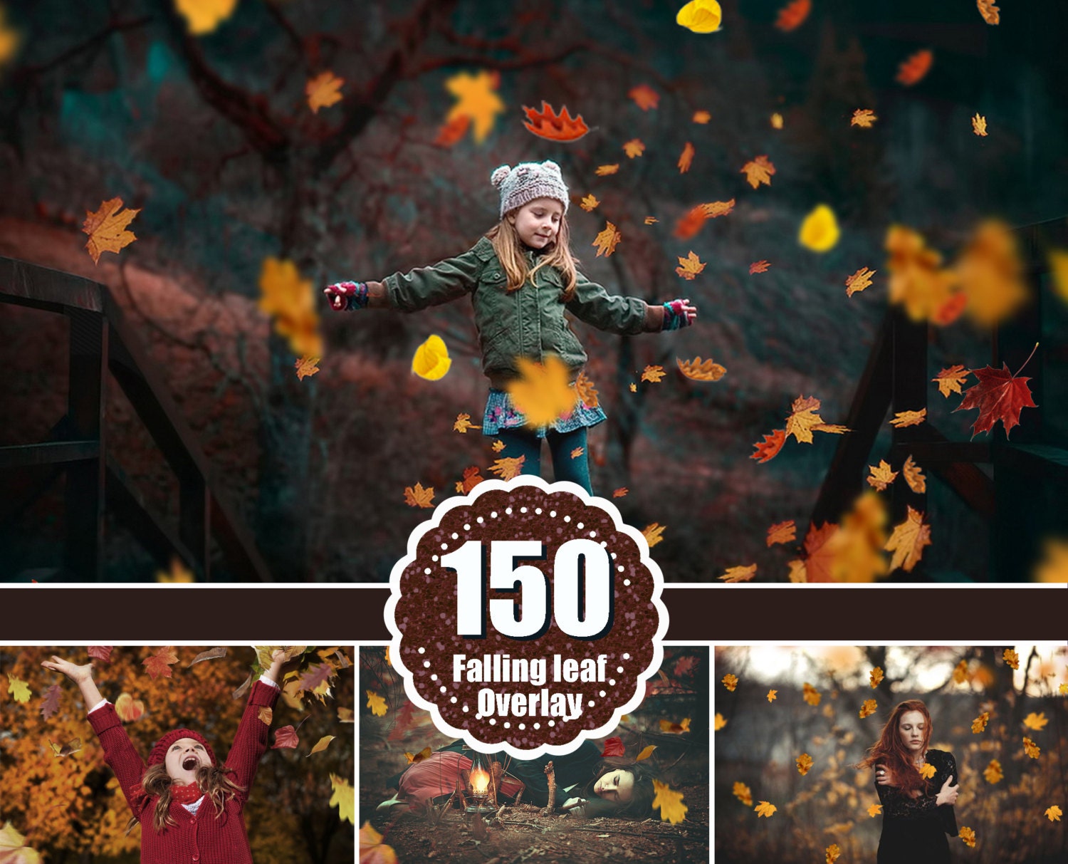 150 falling leaves Photo Overlays Photoshop Overlays Autumn