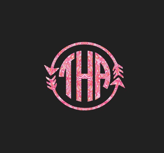Arrow Circle Preppy Print Monogram Adhesive Vinyl Decal