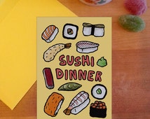 Unique sushi card related items | Etsy