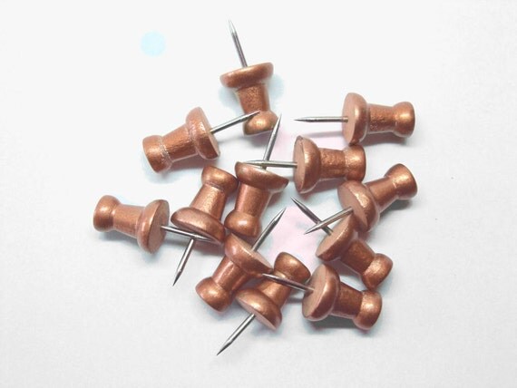 Copper Push Pins Copper Stationery Rustic by thedancingoctopushop