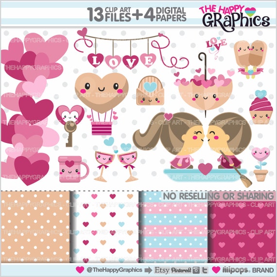 Valentine Clipart Love Clipart Valentines Day by TheHappyGraphics
