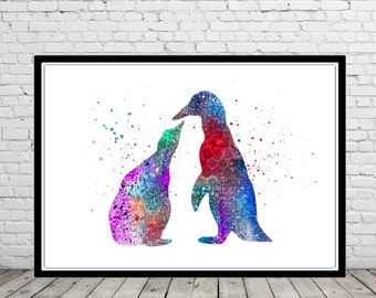Penguin art | Etsy
