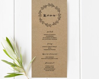 Kraft menu card | Etsy