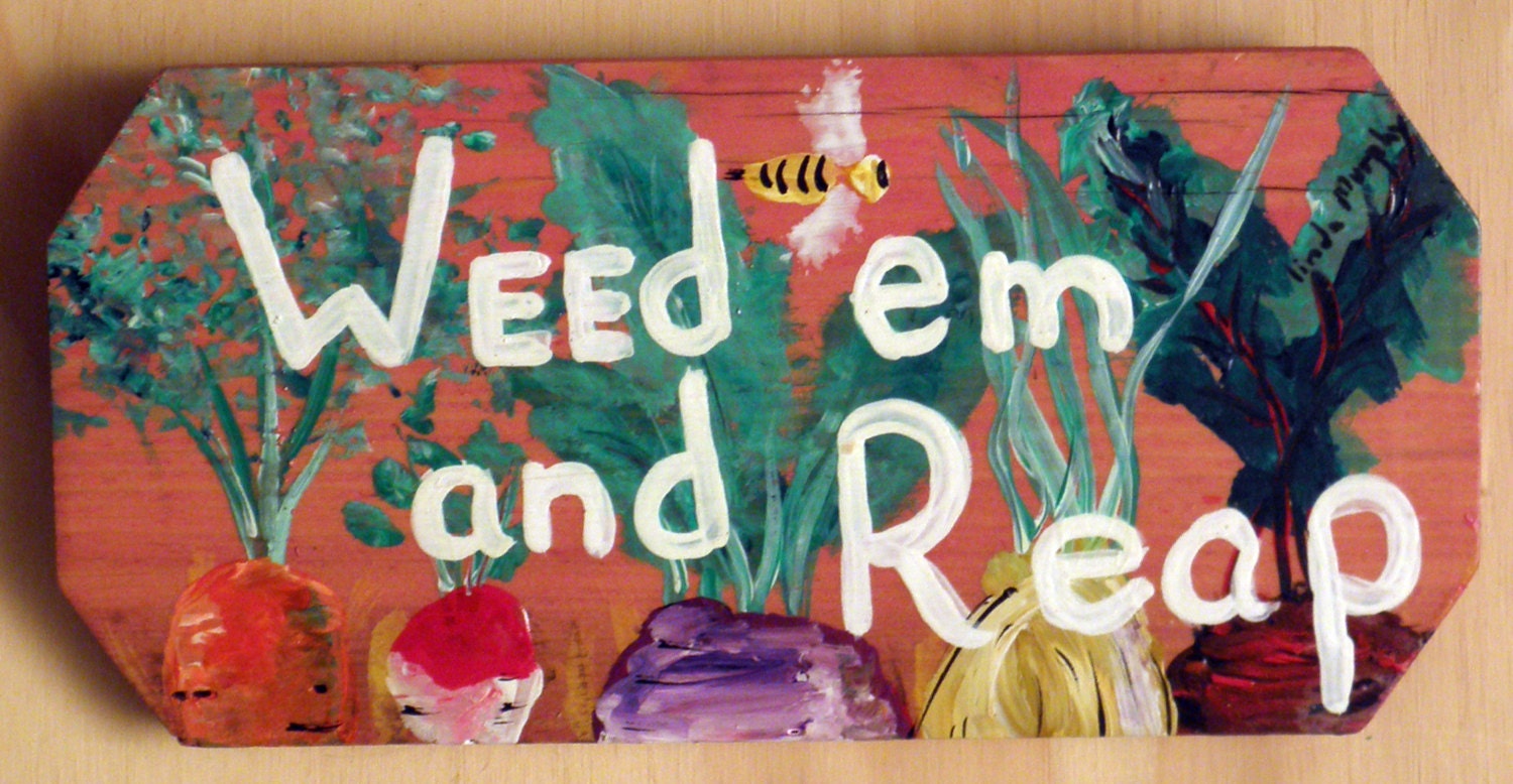 Whimsical Wooden Garden Sign Painted of Flowers by SignsBYstroke