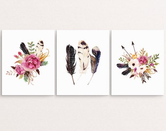 Tribal Feathers Geometric Feathers all Art by TheSunshineGarden