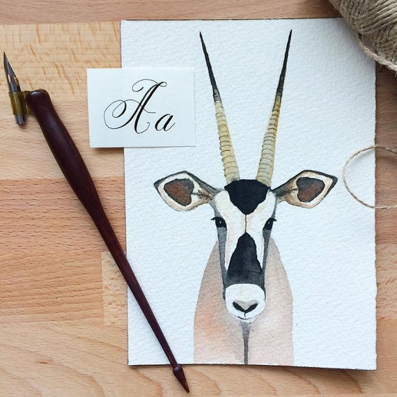 Antelope Watercolor Painting Antelope Print Safari Animal