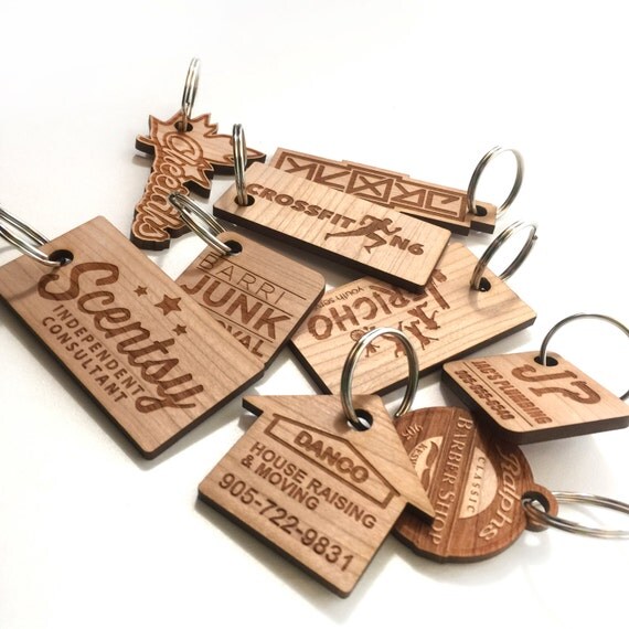 Custom Wood Keychains Wooden Rectangle Key Ring Handmade Label