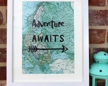 Unique map backpack related items | Etsy