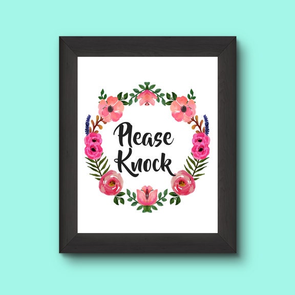 Please Knock Door Sign PDF 8x10 Floral Quote Printables