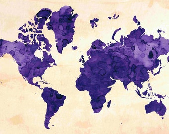Purple world map | Etsy