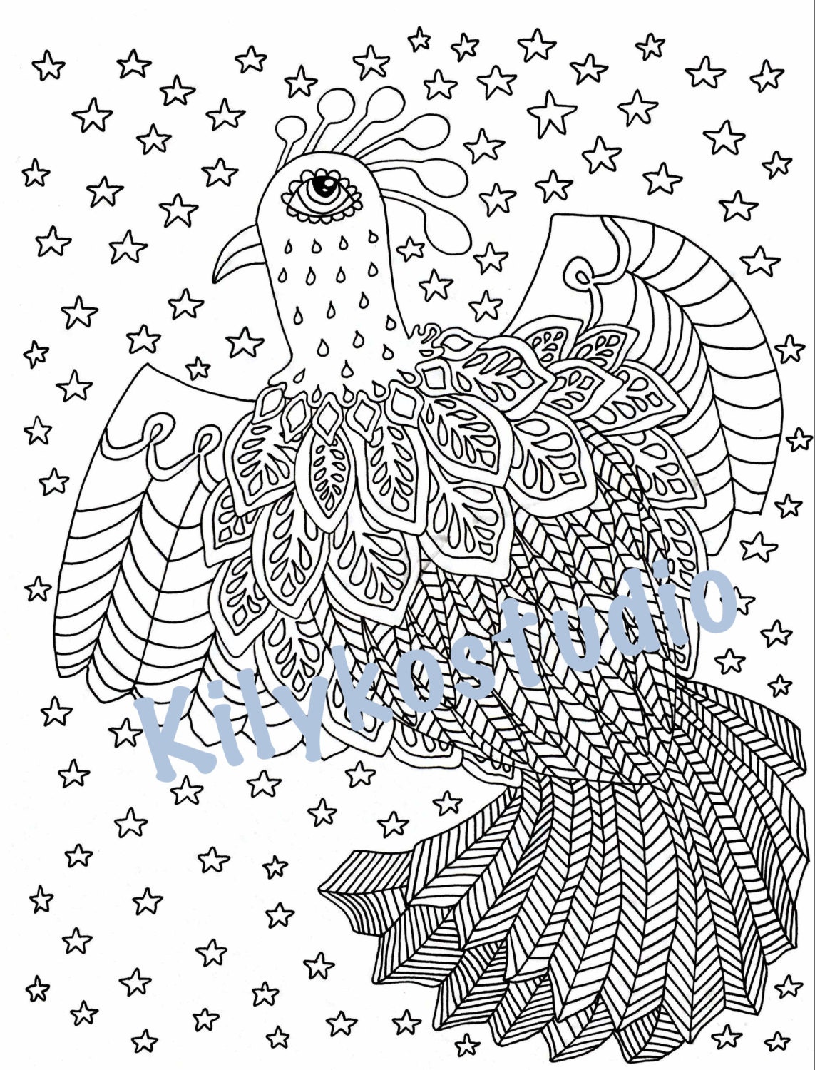 exotic bird adult coloring page instant digital download pdf from ...