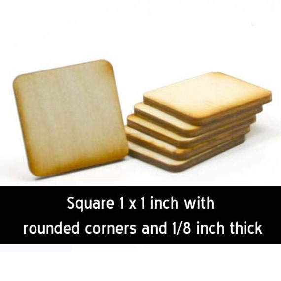 Unfinished Wood Square 1 inch by 1 inch by 1/8 inch thick