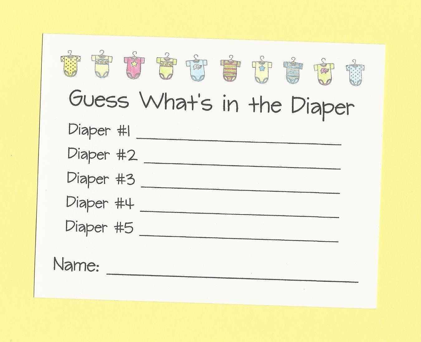 Dirty Diaper Baby Shower Game Guess the Mess Onesie Baby