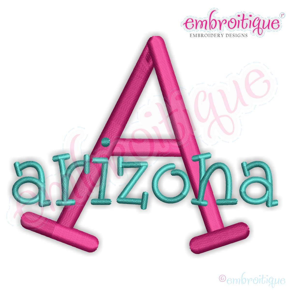 Arizona Monogram Set Machine Embroidery Font Alphabet Letters