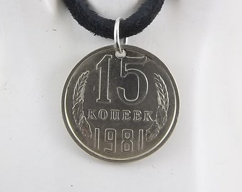 SOVIET UNION COIN necklace jewelry pendant. cccp. russian