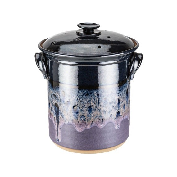 Compost Jar with Filter Holding Ventilated Lid in Midnight