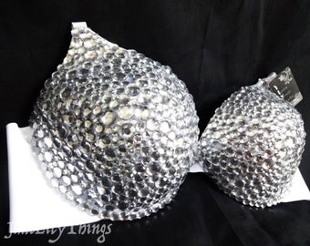 Items similar to Rainbow Rhinestone Rave Bra 34A/B Custom EDC Outfit ...